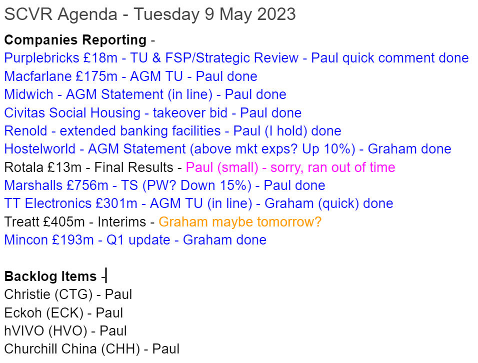 Small Cap Value Report (Tue 9 May 2023) - PURP, RNO, TTG, MACF, MCON ...